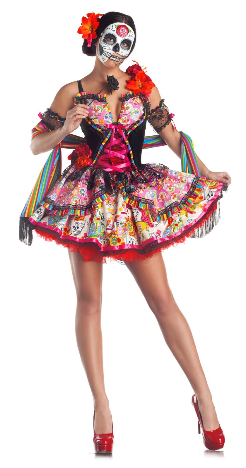 Tag Der Toten Dia De Los Muertos Kost m Mexiko Skull Maske Kleid Frauen 
