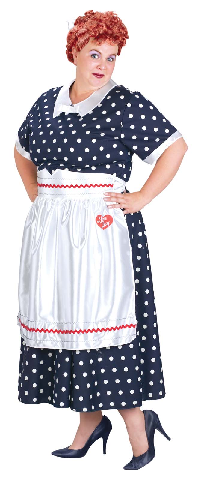I Love Lucy Costume Plus Size Adult Womens Polka Dot Dress Apron Ebay