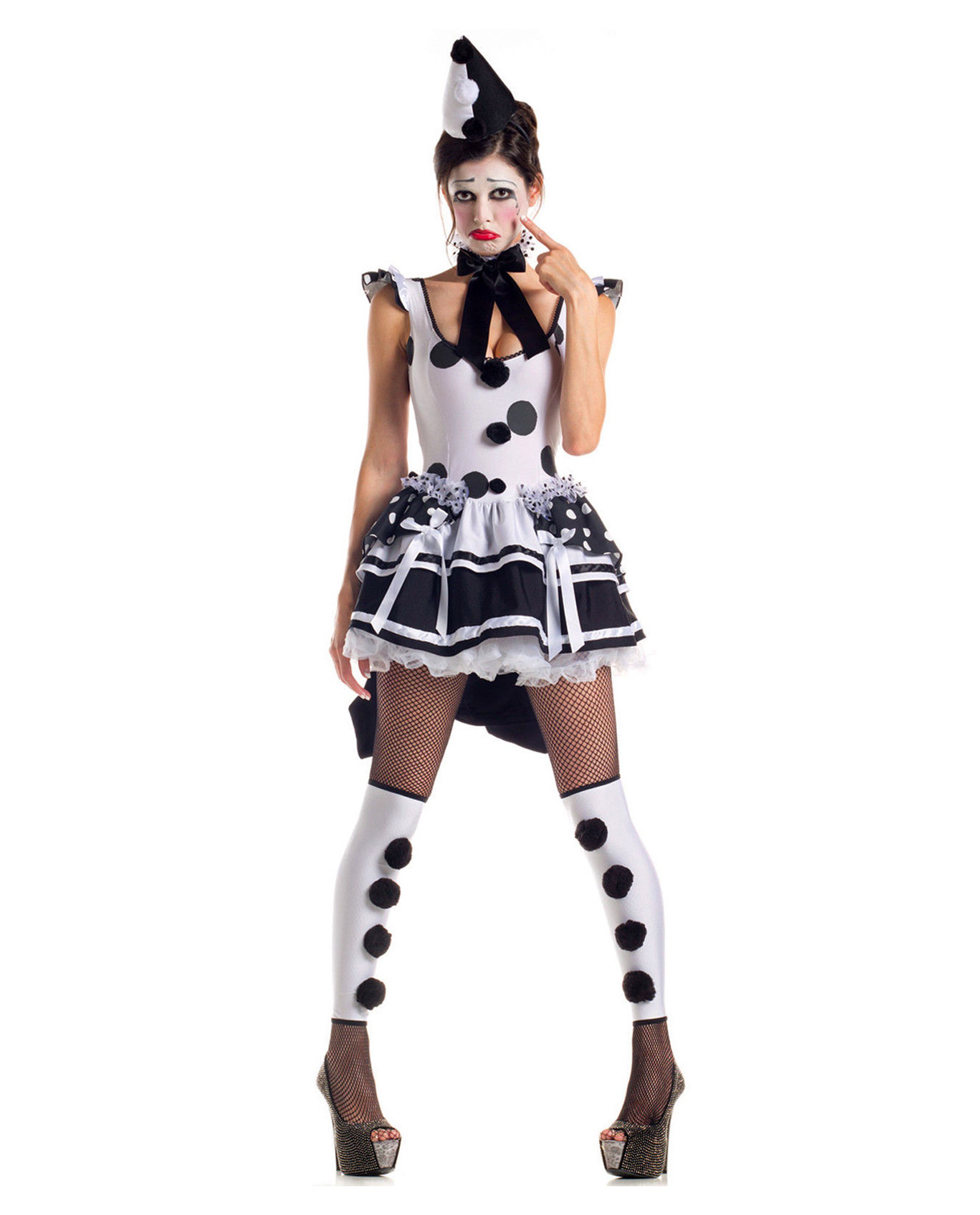 Pierrot Sad Clown Black And White Costume Dress Womens S M L Ebay