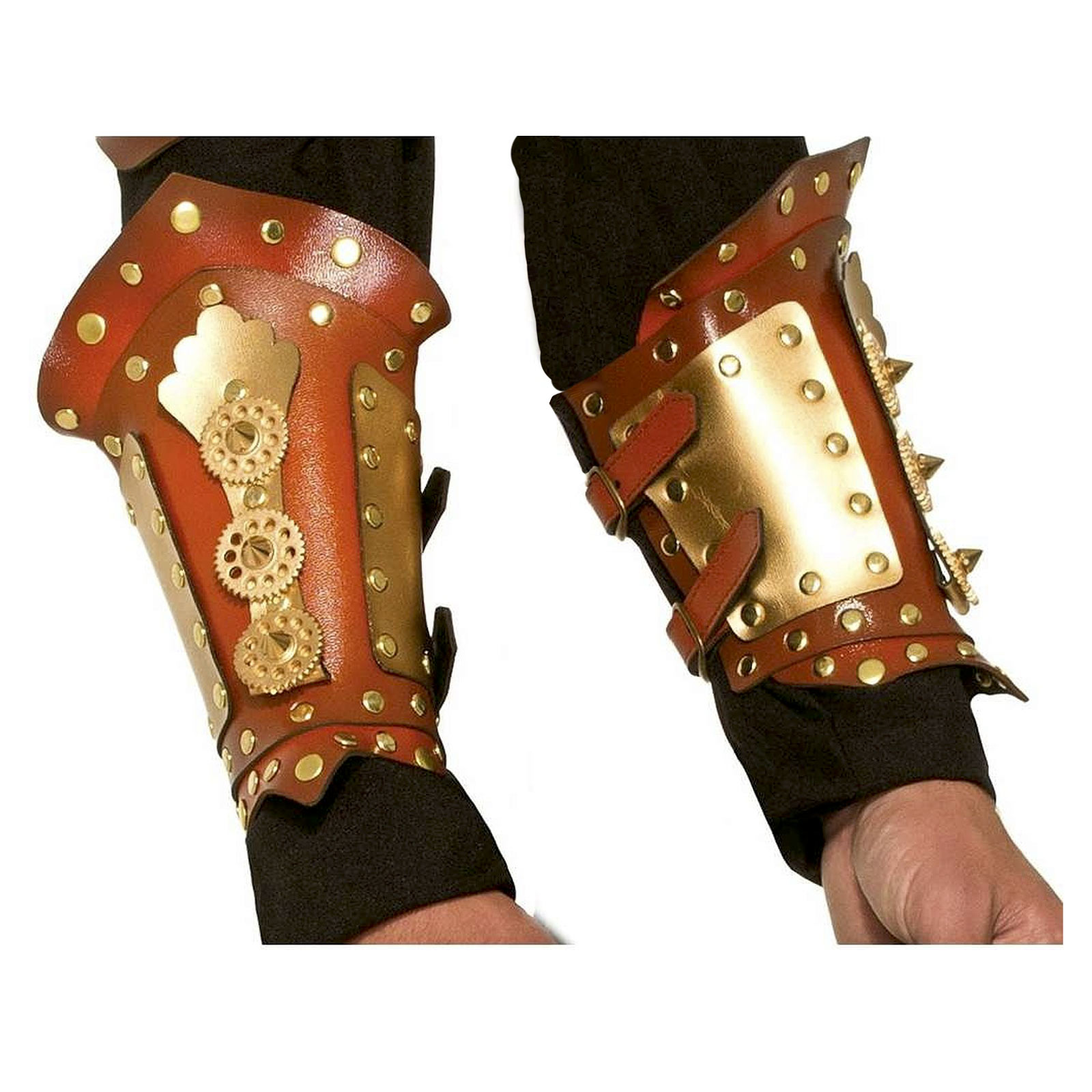 Set of 2 Steampunk Victorian Armor Faux Leather Wristband Wrist Guards ...